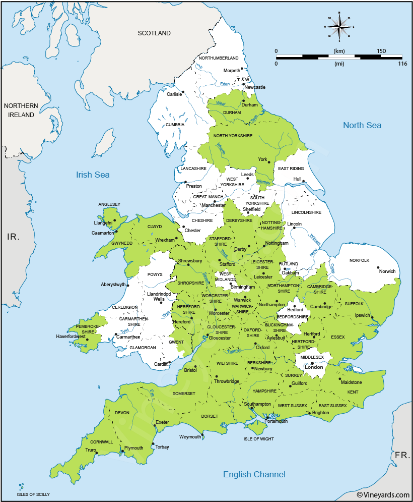 United Kingdom Map Of Vineyards Wine Regions